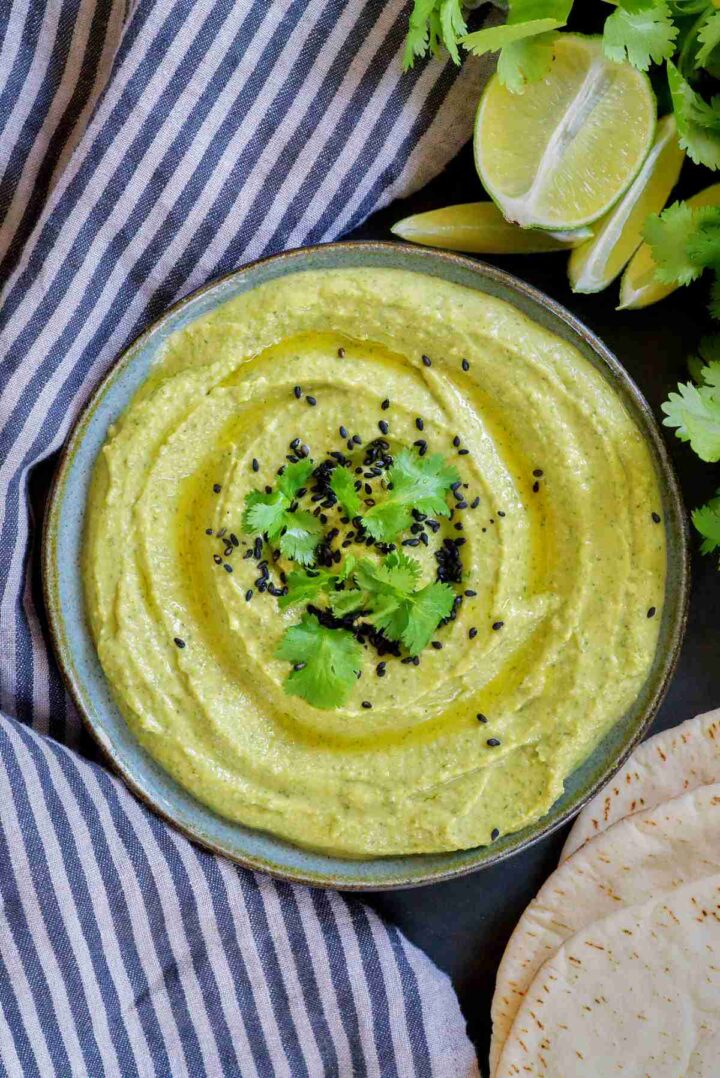 Cilantro Jalapeño Hummus - (Canned or Dried Chickpea Options!)