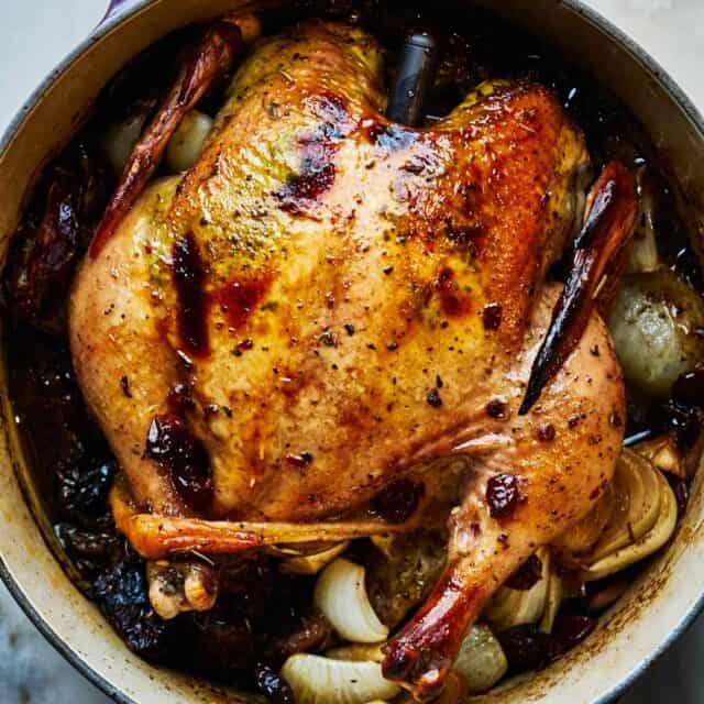 Whole Roasted Chicken with Dried Fruit and Wine - Proportional Plate