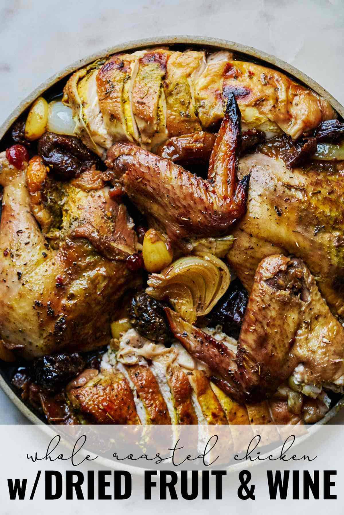 Whole Roasted Chicken with Dried Fruit and Wine - Proportional Plate