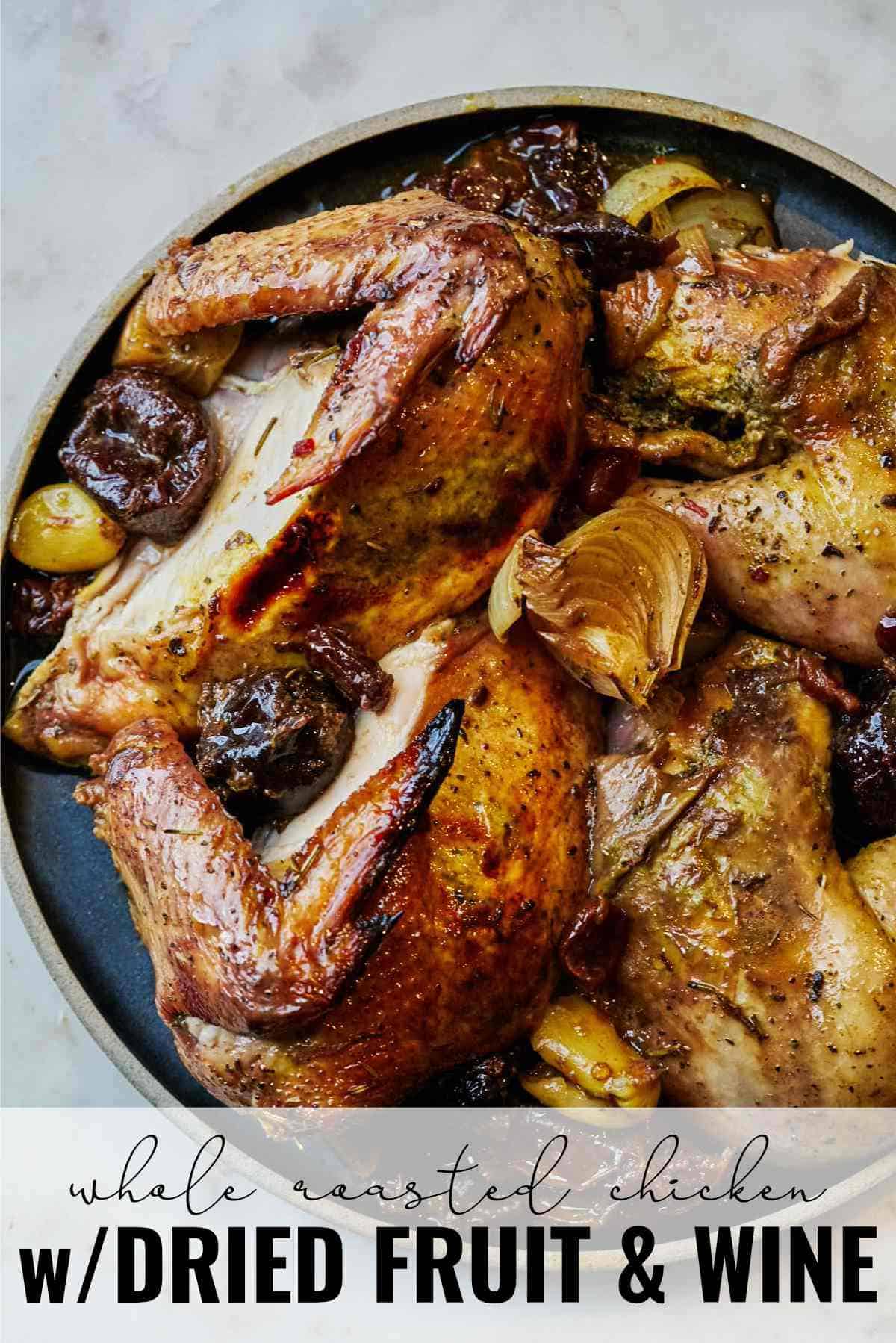 Whole Roasted Chicken with Dried Fruit and Wine - Proportional Plate
