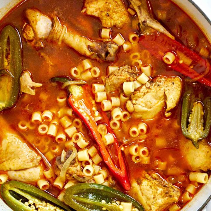 Imbakbaka - Libyan Chicken Pasta Dish - Proportional Plate