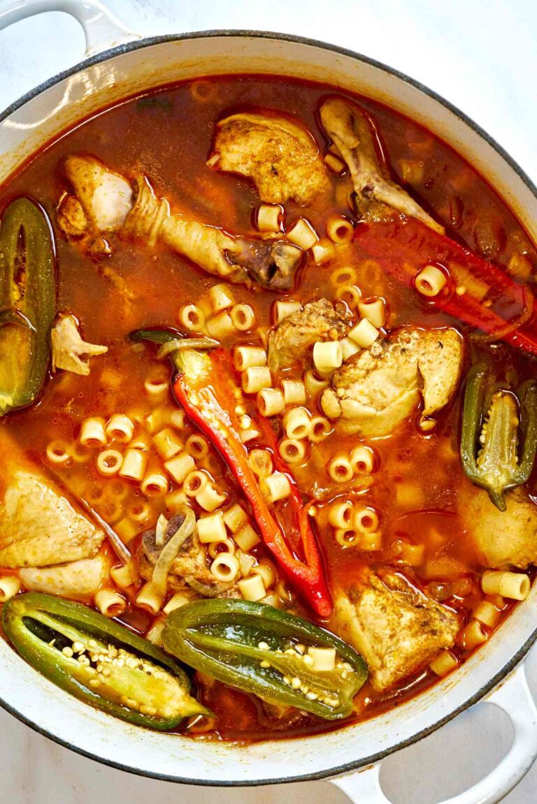 Imbakbaka - Libyan Chicken Pasta Dish - Proportional Plate