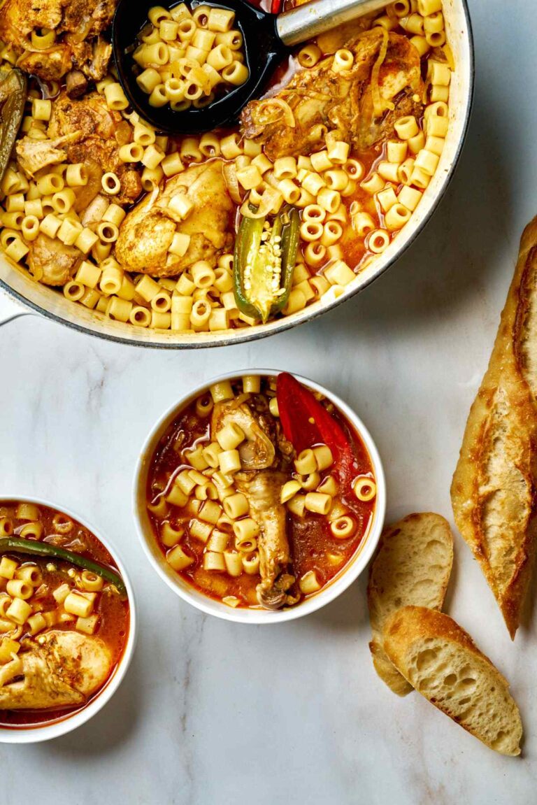 Imbakbaka - Libyan Chicken Pasta Dish - Proportional Plate