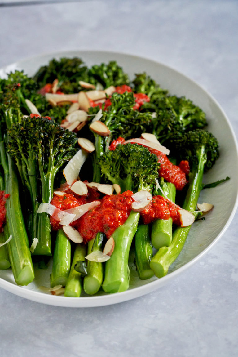 Roasted Sweet Baby Broccoli with Piquillo Pepper Romesco - Proportional ...