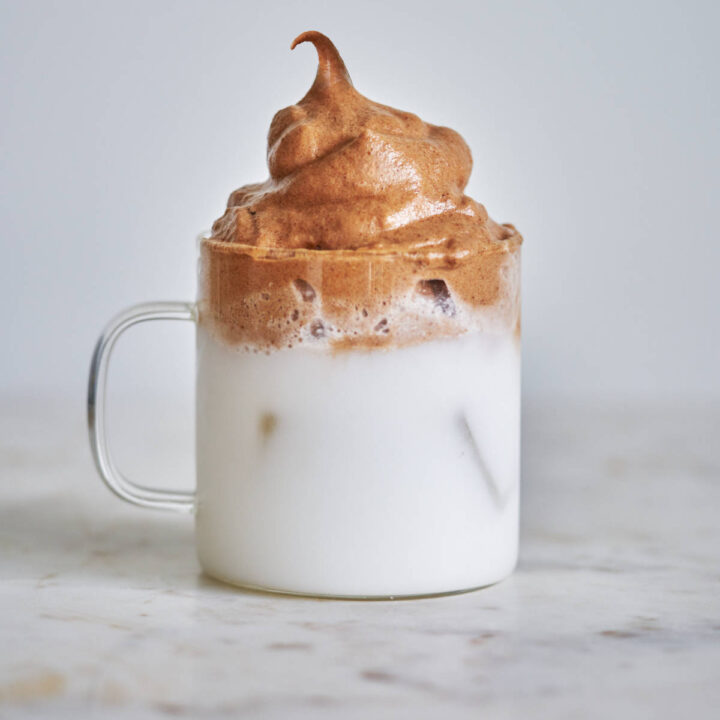 Dalgona Chocolate Milk, a Whipped Chocolate Treat - Proportional Plate