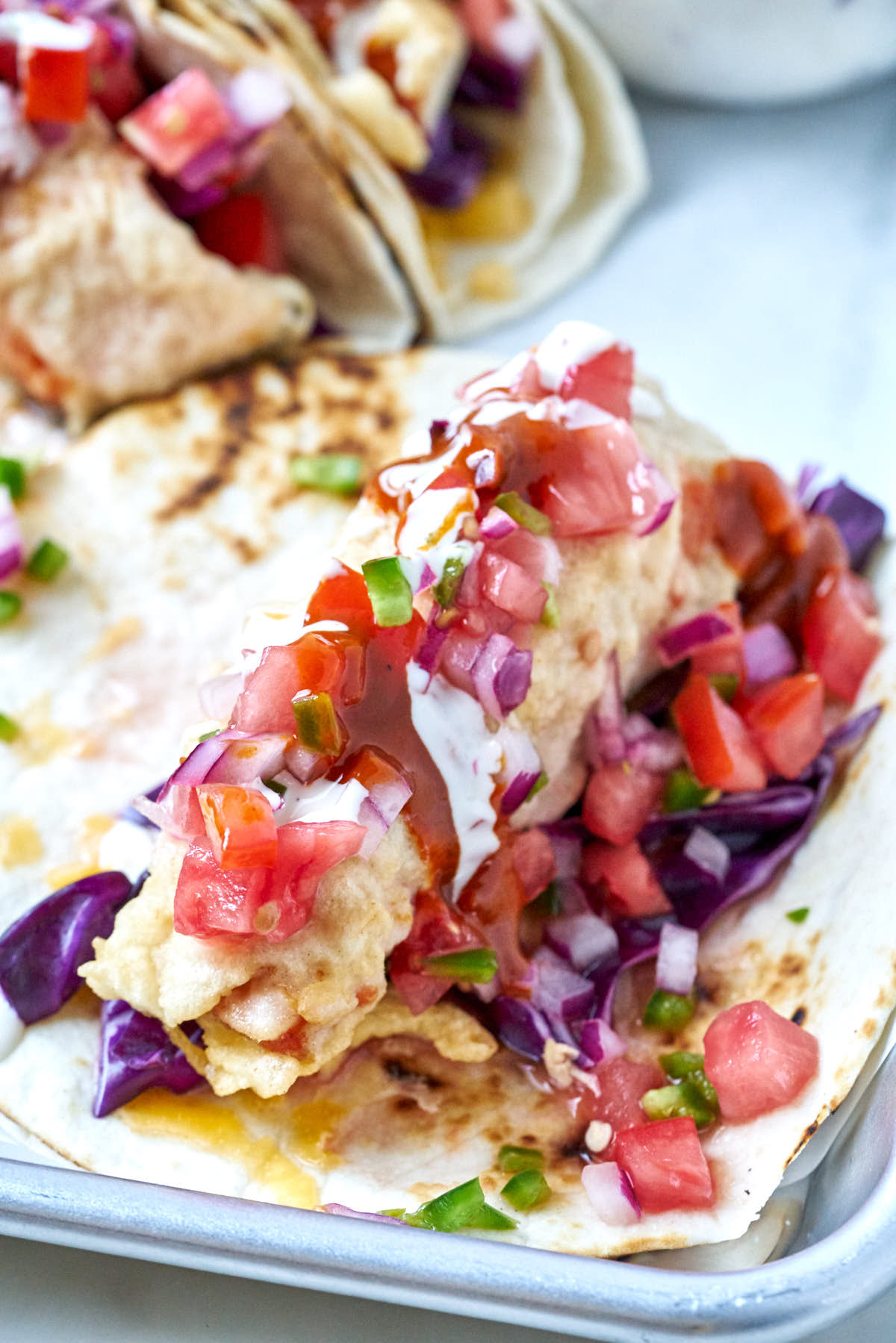 Salmon Fish Tacos (Baja-Style) - Proportional Plate