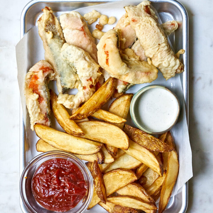 Fried Salmon Fish & Chips - Proportional Plate
