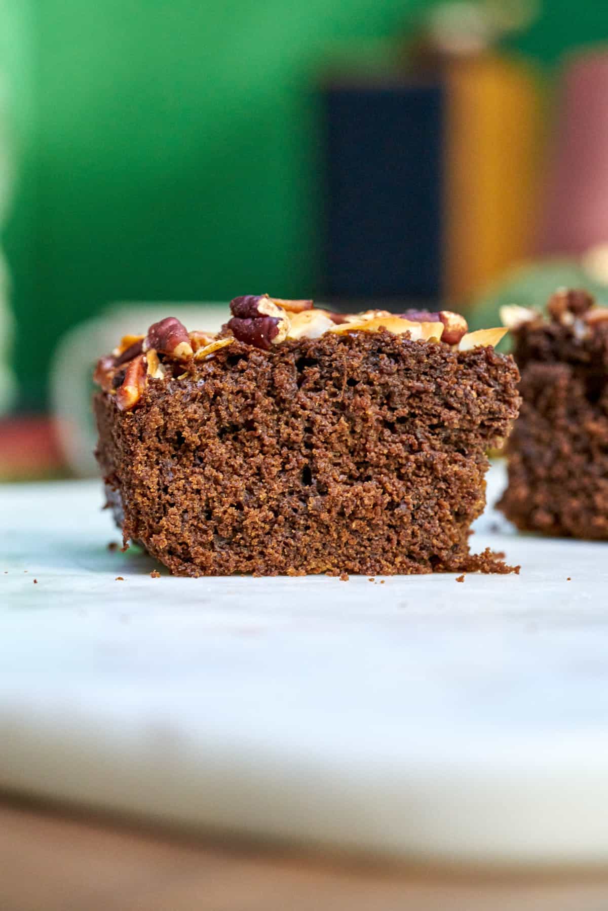 Chocolate Ginger Cake with Coconut & Pecans - Proportional Plate