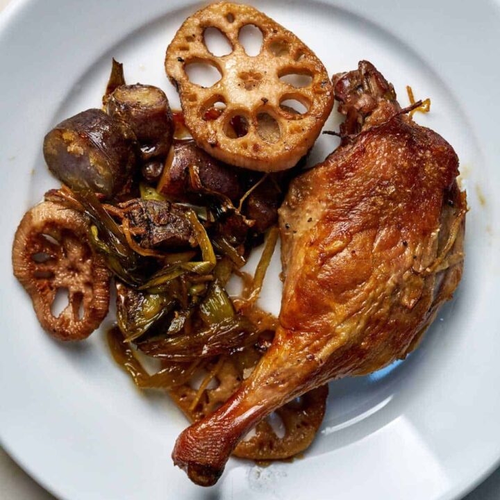 Sake Braised Duck Legs - Crispy Skin Duck Legs | Proportional Plate