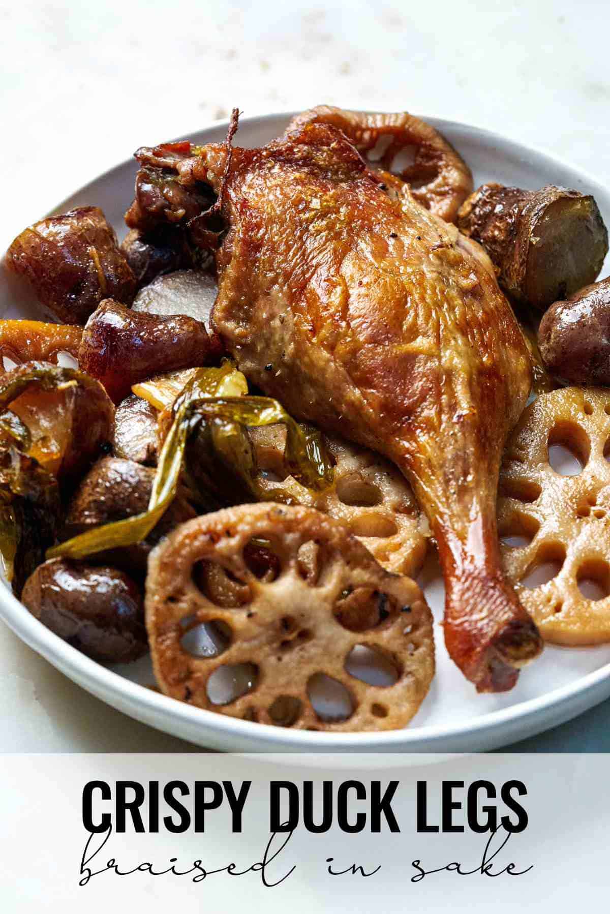 Sake Braised Duck Legs - Crispy Skin Duck Legs | Proportional Plate