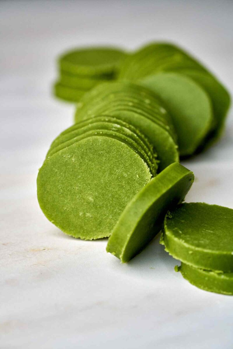 Matcha Shortbread Cookies Dipped in Dark Chocolate - Proportional Plate