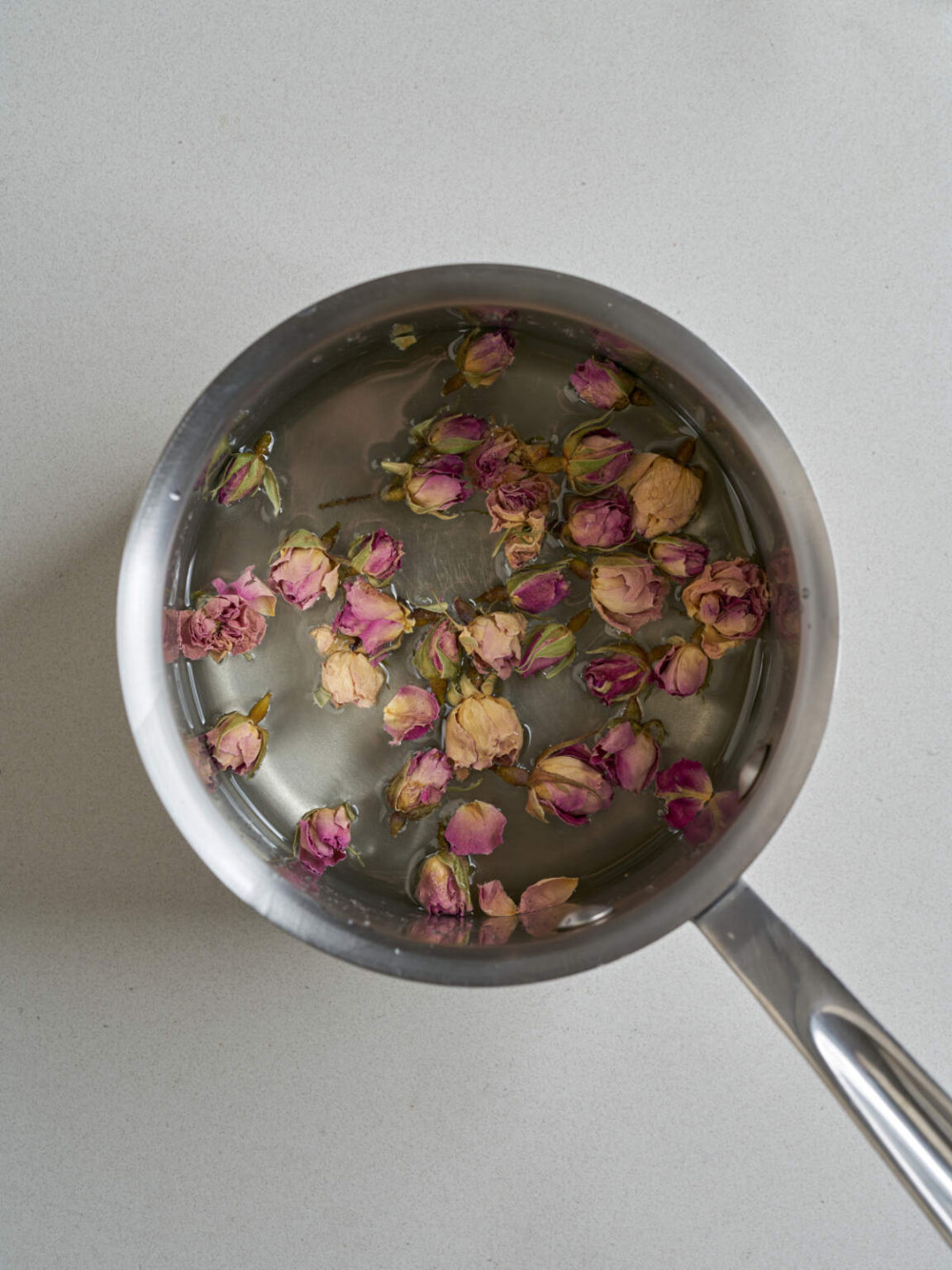 Rose Simple Syrup with Dried Rose Petals or Rose Water - Proportional Plate