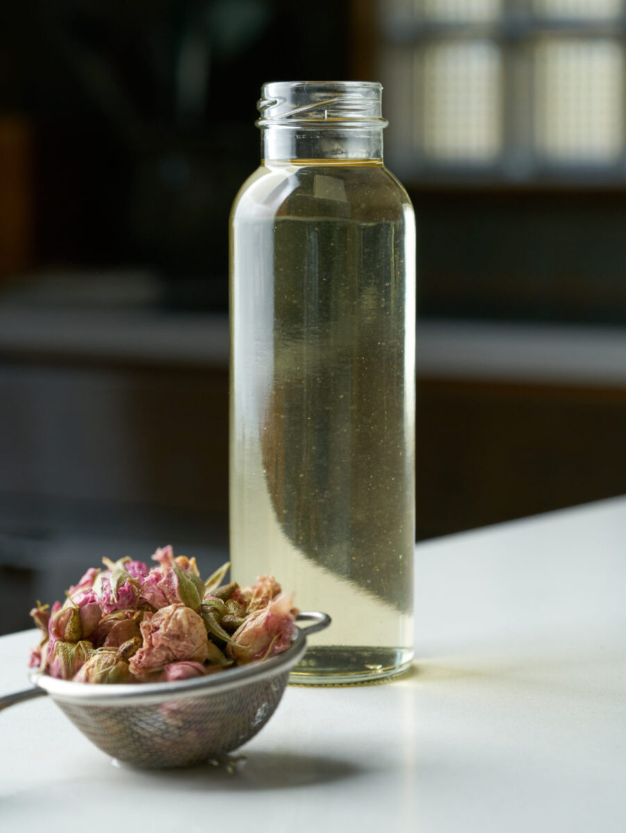 Rose Simple Syrup with Dried Rose Petals or Rose Water - Proportional Plate